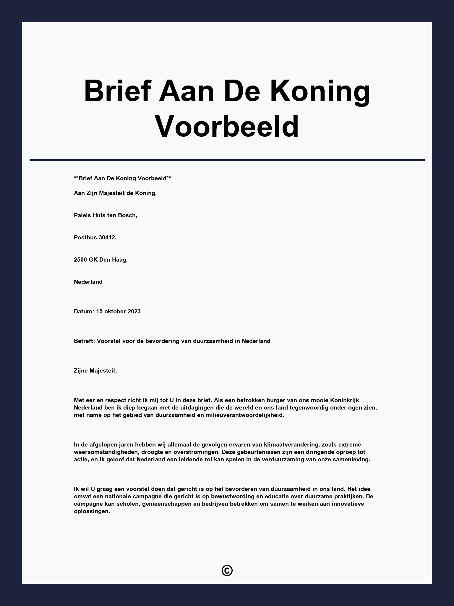 Brief Aan De Koning Voorbeeld