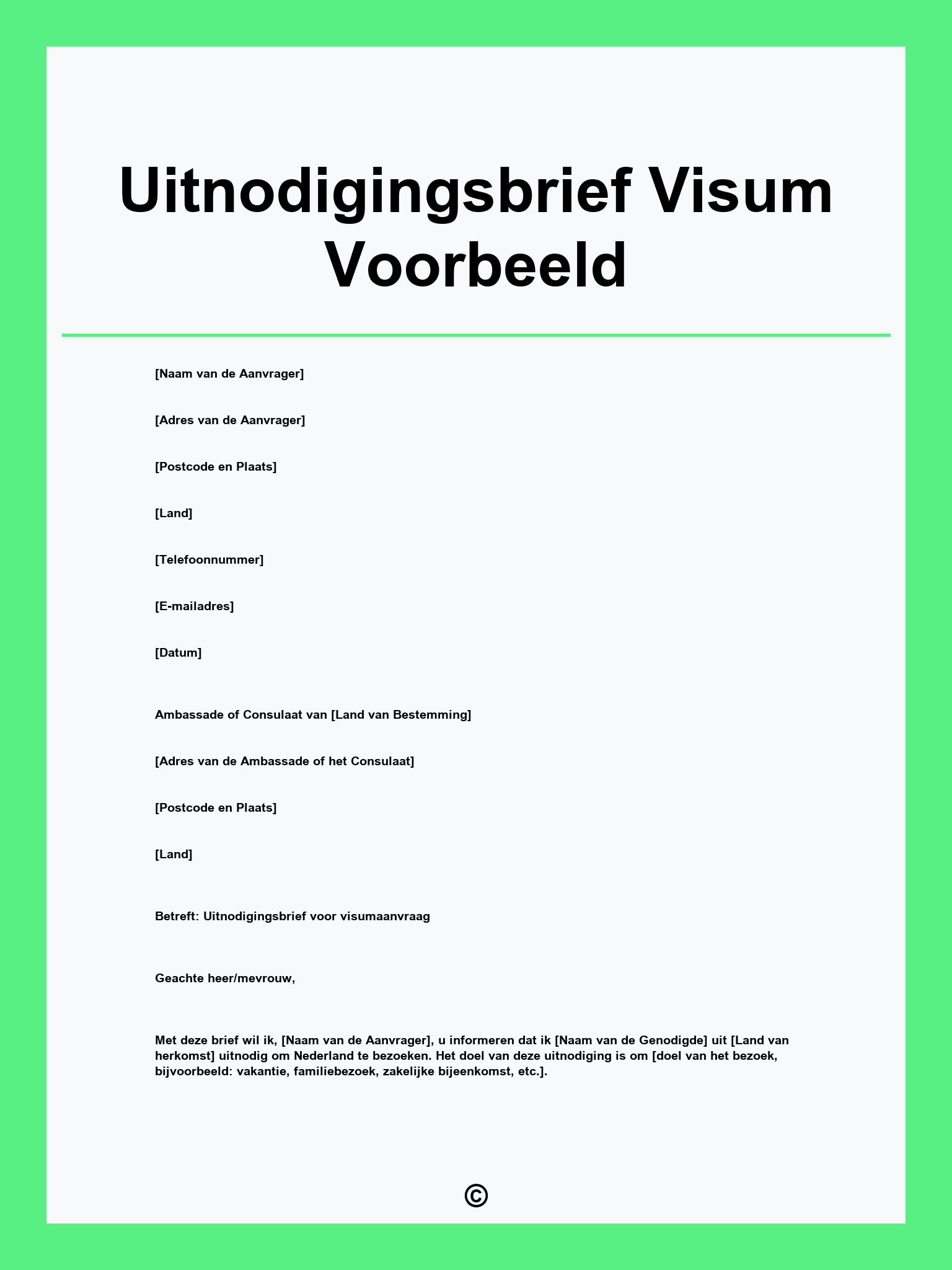 Uitnodigingsbrief Visum Voorbeeld