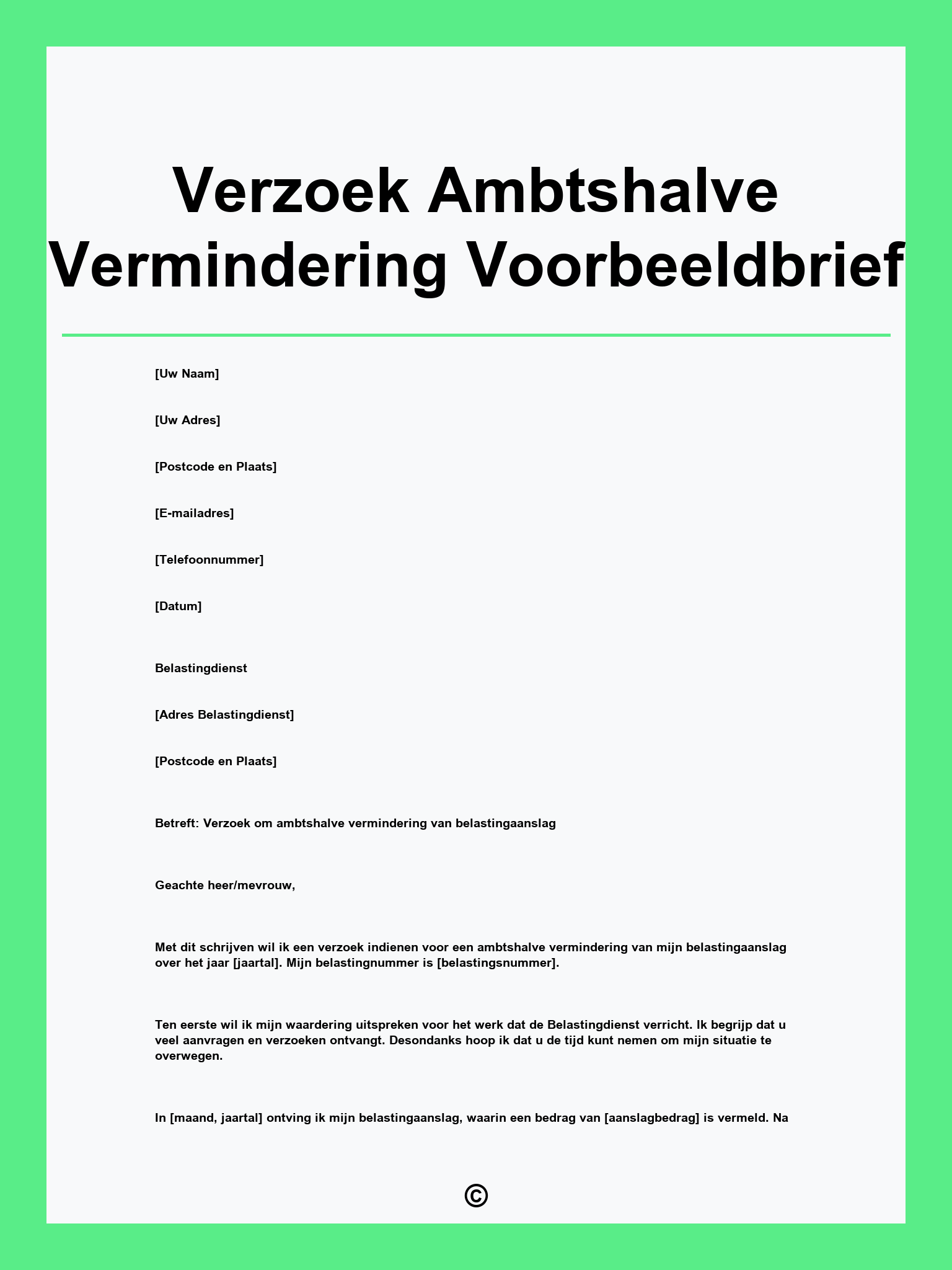Verzoek Ambtshalve Vermindering Voorbeeldbrief